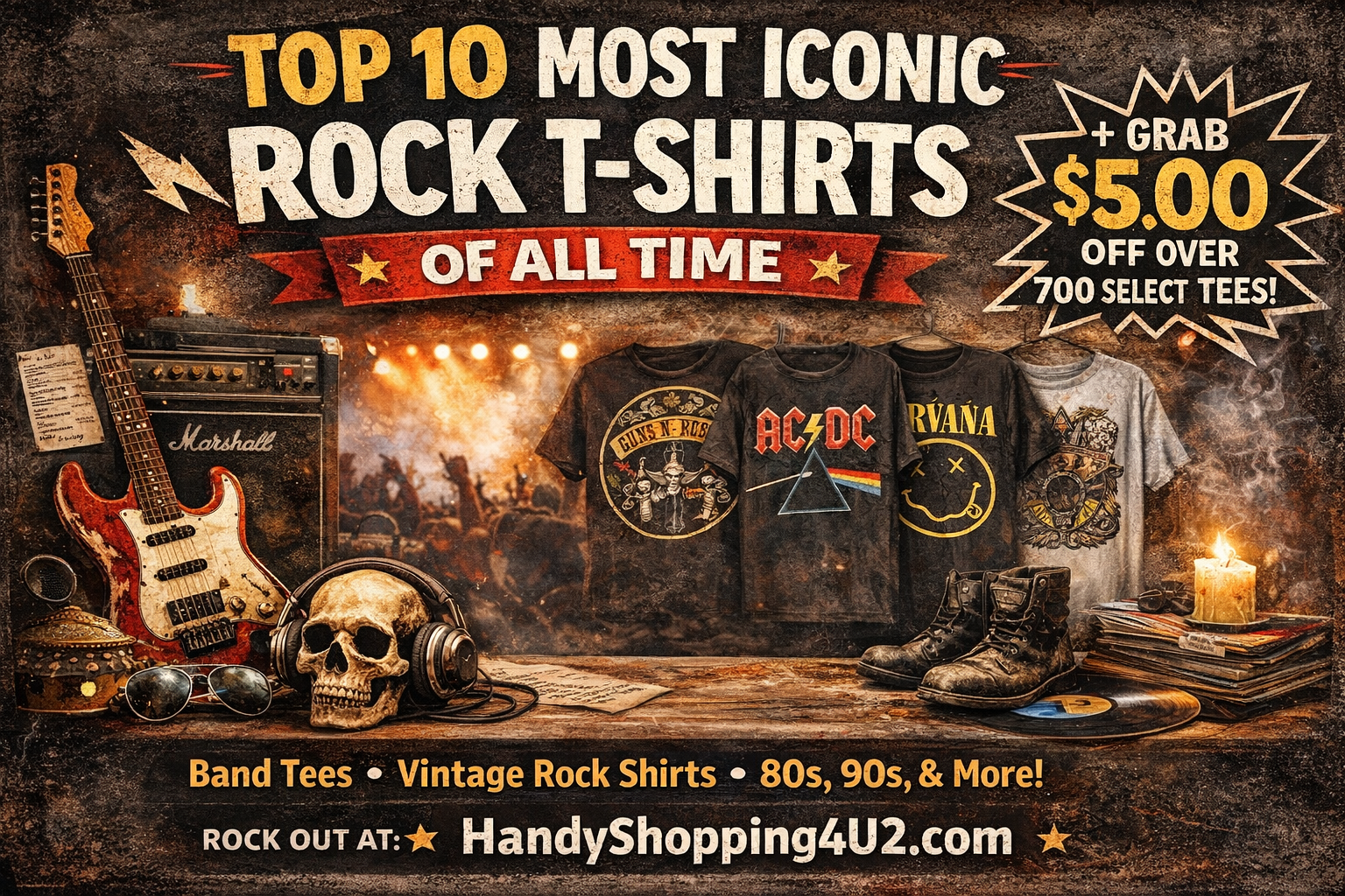 Top 10 Iconic Rock T-shirts + $5 Off 700 Select Tees – HandyShopping4U2
